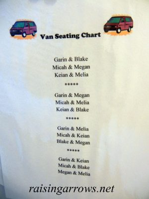 Van Seating Chart - Stop the Kids from Fighting Over Where to Sit!